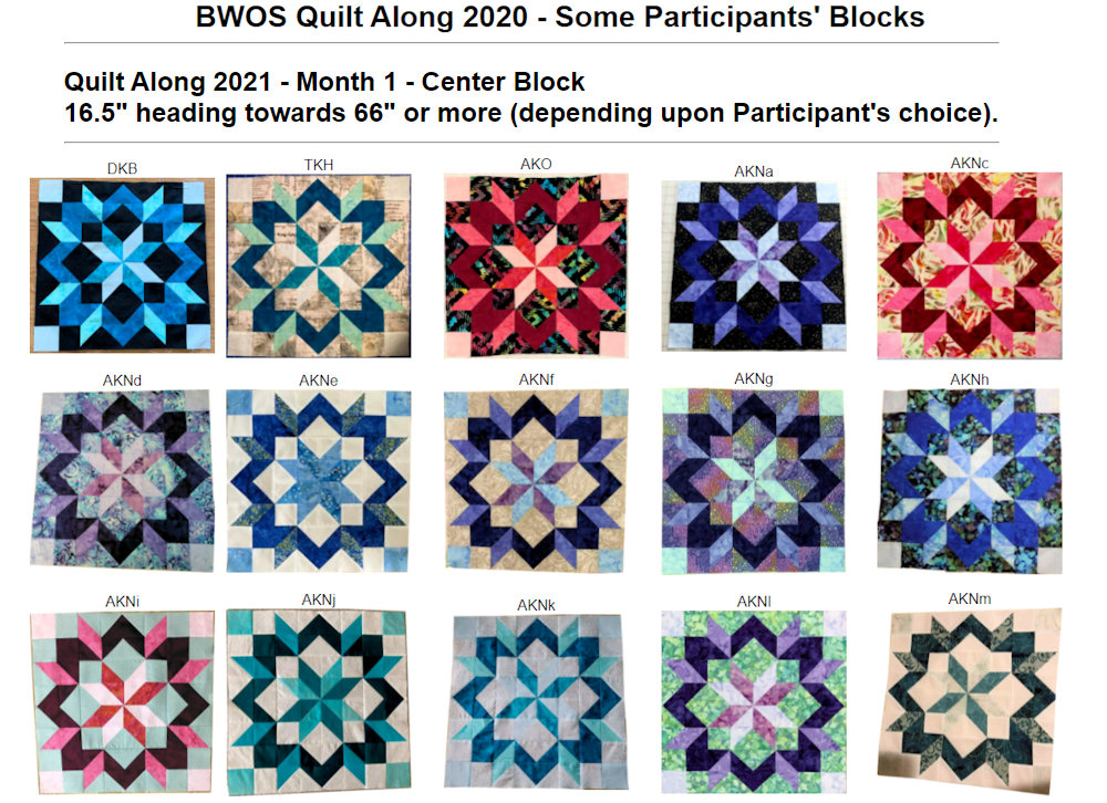 BWOS Quilt Along 2021 - Some Participants' Blocks 2021