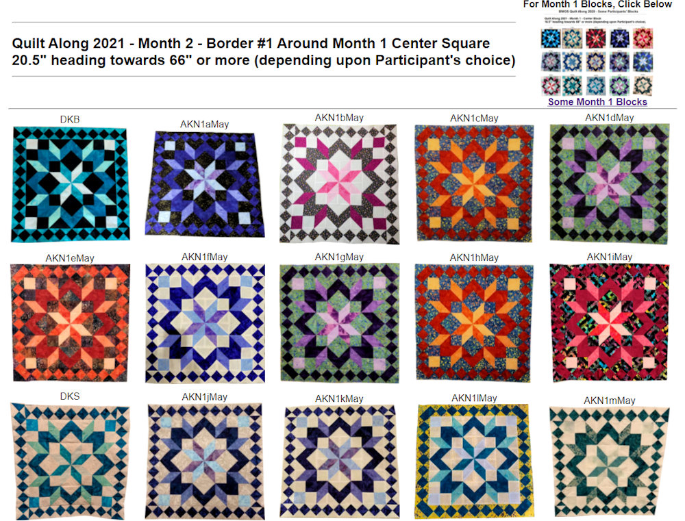 BWOS Quilt Along 2021 - Some Participants' Blocks 2021